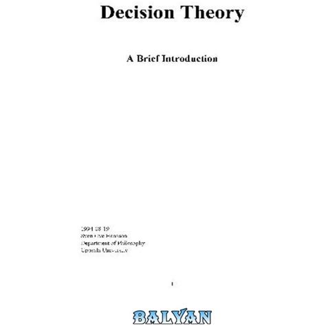 خرید و قیمت دانلود کتاب Decision Theory A Brief Introduction ترب