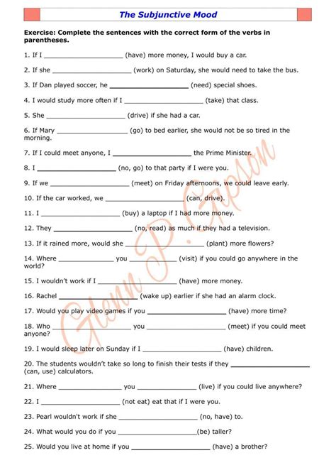 The Subjunctive Mood Worksheet Live Worksheets Worksheets Library