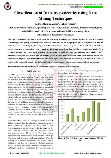 pdf classification of diabetes patient by using data mining techniques