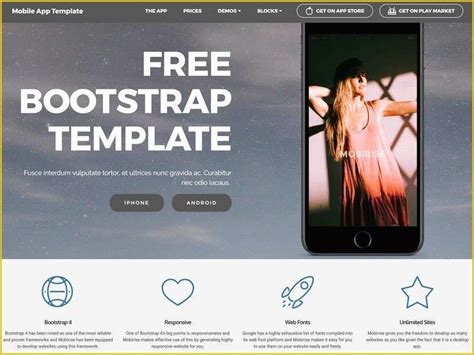 Bootstrap Web Application Template Free Of Mobile App Bootstrap