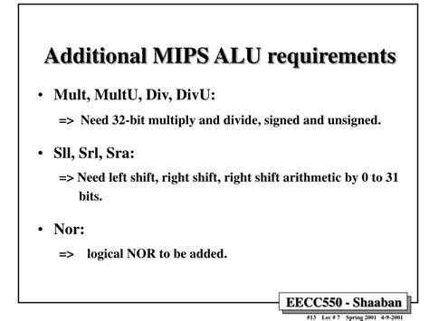 Ppt Mips Integer Alu Requirements Powerpoint Presentation Free Download Id 433738