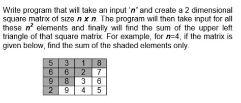 Solved Write Program That Will Take An Input N And Create