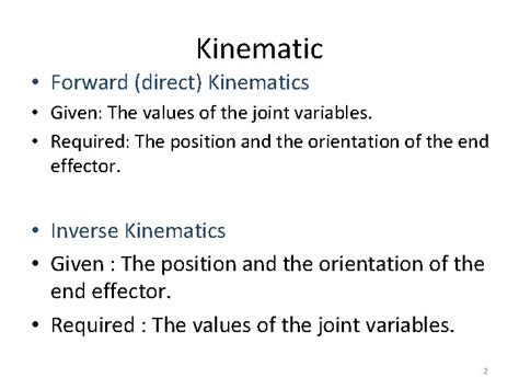 Introduction To ROBOTICS Forward Kinematics University Of Bridgeport