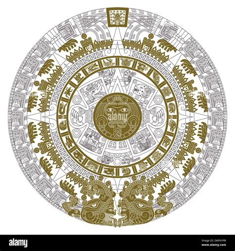 Aztec Sun Calendar Monolith Stock Vector Images Alamy
