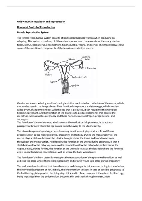 Unit 9 Assignment 3 Distinction Learning Aim C Unit 9 Human Regulation And Reproduction