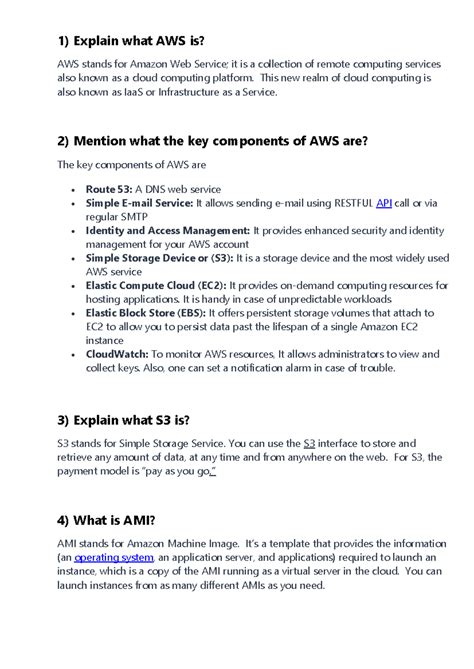 Aws Cloud Interview Qa 1 Explain What Aws Is Aws Stands For Amazon Web Service It Is A