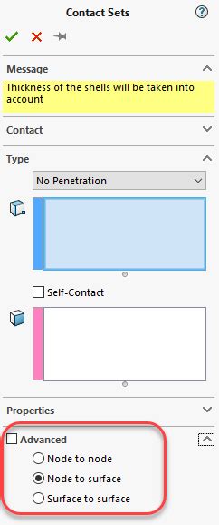 Solidworks Simulation No Penetration Contact Advanced Options