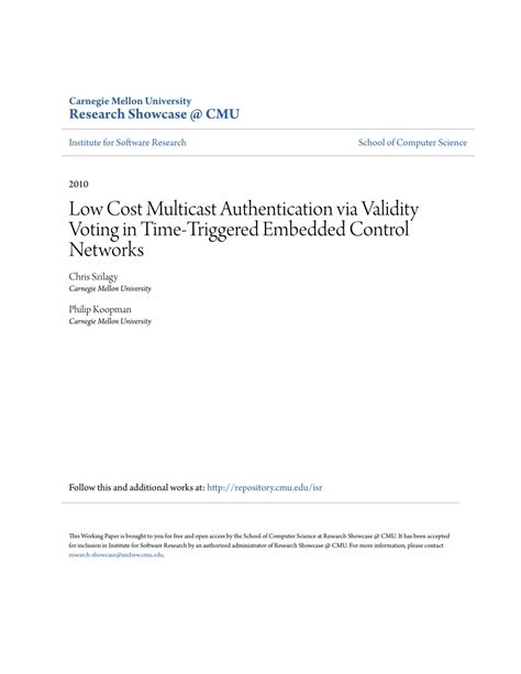 Pdf Low Cost Multicast Authentication Via Validity Voting In Time Triggered Embedded Control