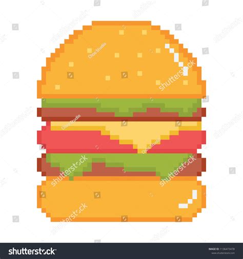 Vector Pixel Art Bit Illustration Burger Stock Vector Royalty Free Shutterstock