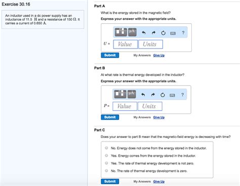 Solved An Inductor Used In A Dc Power Supply Has An