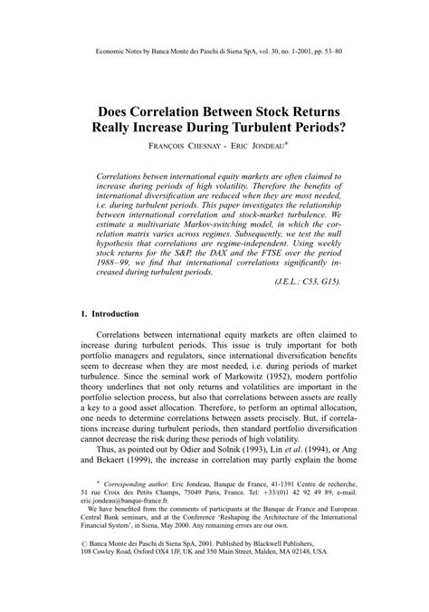 Pdf Does Correlation Between Stock Returns Really Increase During