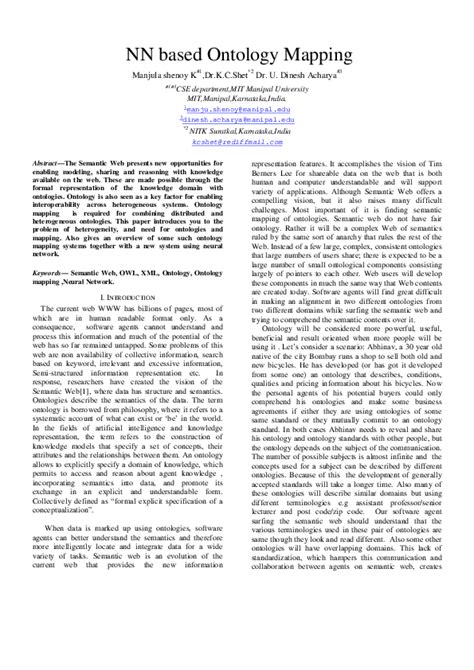 Pdf Nn Based Ontology Mapping