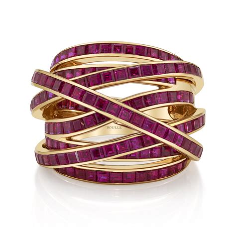 Square Ruby Ring With Interwoven Bands Deboulle Diamond And Jewelry