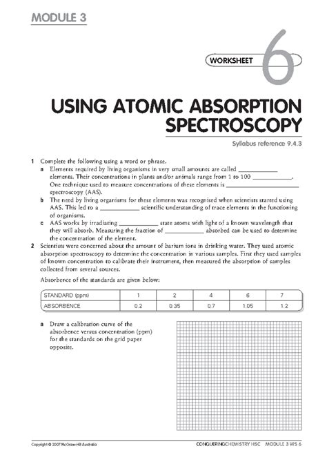 009 Aas Worksheet Atomic Absorption Spec Worksheet Module 3 6 Using