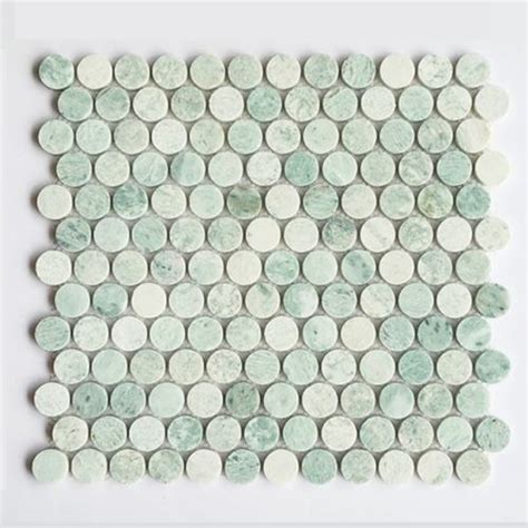 Green Penny Round Pattern Marble Mosaic Tile For Backsplash And Wall
