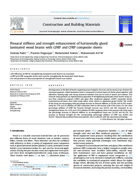 Pdf Flexural Stiffness And Strength Enhancement Of Horizontally Glued Laminated Wood Beams