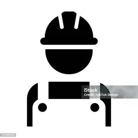 작업자 아이콘 벡터 남성 건설 서비스 사람 프로필 아바타와 함께 하드 모자 헬멧 및 자 켓 문자 모양 그림 건설 산업에 대한 스톡 벡터 아트 및 기타 이미지 Istock