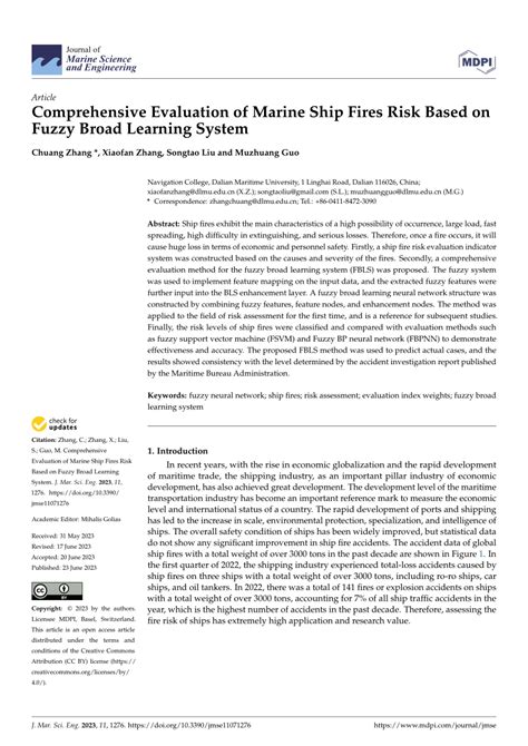Pdf Comprehensive Evaluation Of Marine Ship Fires Risk Based On Fuzzy