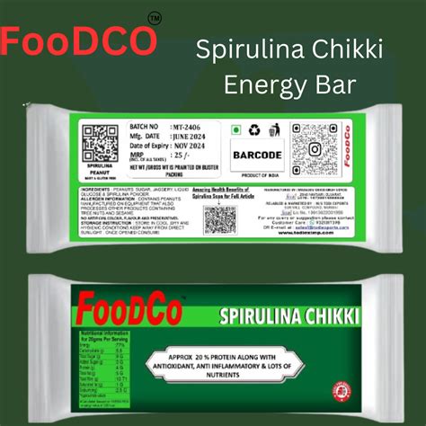 Spirulina Peanut Chikki Nutri Rich Regular 20 Gm X 10 Pc