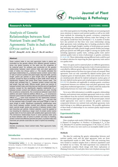 Pdf Analysis Of Genetic Relationships Between Seed Nutrient Traits