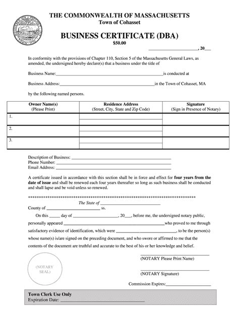 Business Certificate Dba Cohassetmaorg Fill And Sign Printable Template Online Us Legal Forms