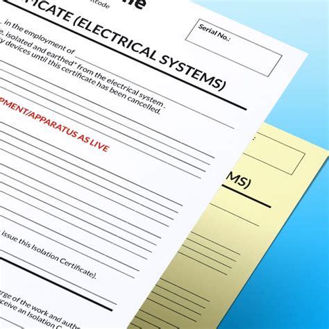 Electrical Isolation Certificate Template