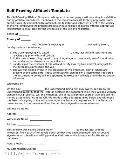 Self Proving Affidavit Forms Printable Template
