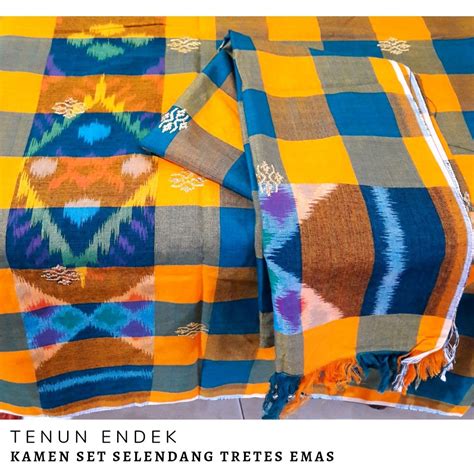 Jual Endek Set Selendang Tabur Mas Tenun Endek Selendang Tretes Banyumas Endek Ceplok