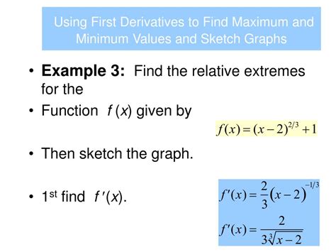 Ppt Sketching The Graph Using The First Derivative Test Powerpoint