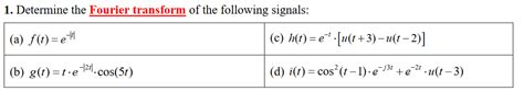 Solved Determine The Fourier Transform Of The Following Chegg