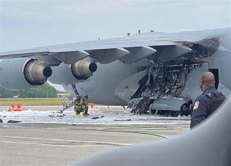 U S Air Force C 17 Globemaster Iii Transport Aircraft Caught Fire On Runway