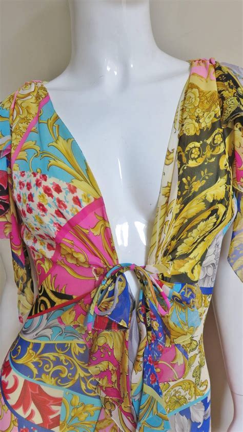 Gianni Versace Silk Patchwork Print Dress For Sale At 1stdibs