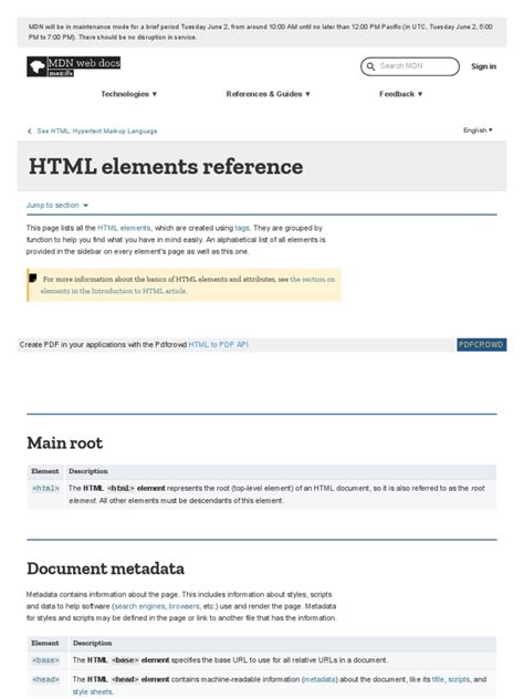 Html Elements Reference Pdf Download Free Pdf Html Html Element