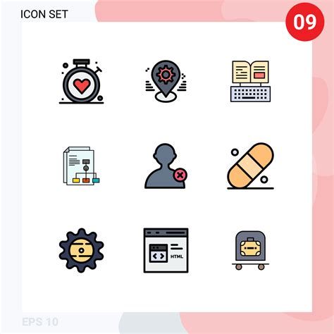 User Interface Pack Of 9 Basic Filledline Flat Colors Of Delete Invoice Setting Graph Facebook