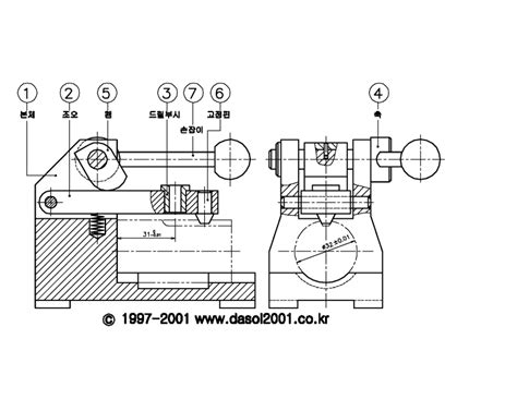 전산응용기계제도기능사기계설계산업기사기계설계기사일반기계기사 실기도면 드릴지그 2 네이버 블로그