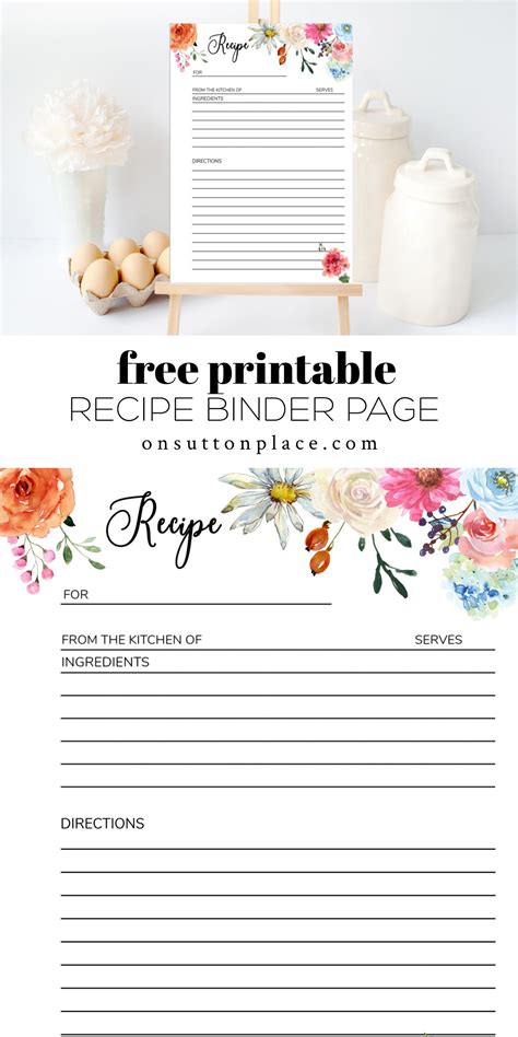 Printable Recipe Binder Pages A Seasonal Collection Food Printables