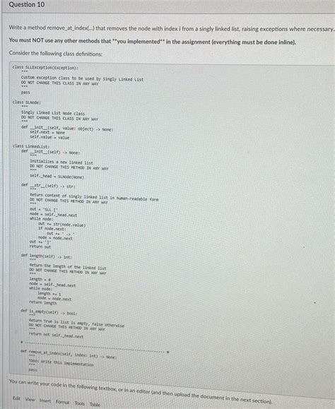 Solved Question 10 Write A Method Removeatindex That