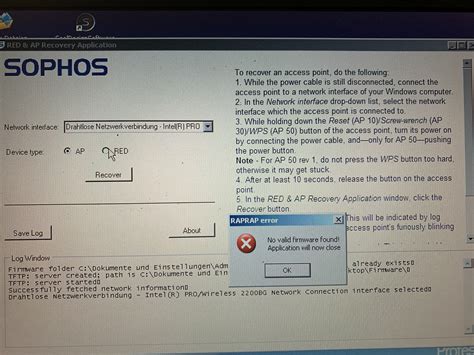 red recovery tool firmware request remote ethernet device red