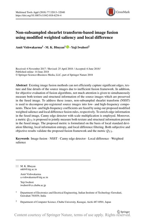 Non Subsampled Shearlet Transform Based Image Fusion Using Modified Weighted Saliency And Local