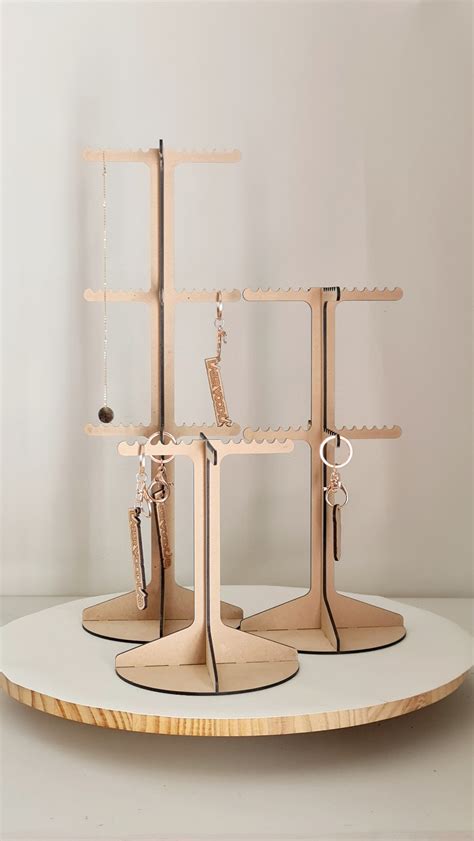 Keychain Display Stand Digital File 3 Height Options And Designs Laser Cut Files Dxf