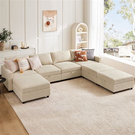 Ebern Designs Tremya 7 Piece Upholstered Modular Sectional Couch