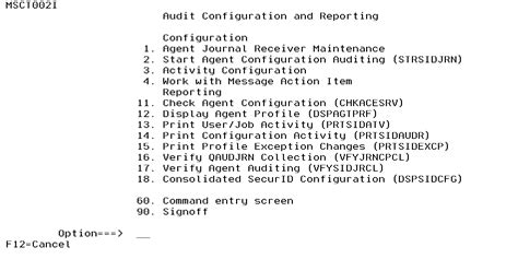 audit configuration and reporting screen
