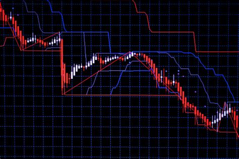 캔 들 스틱 그래프 차트 강세 또는 약 세 지점 증권 거래소 또는 증권 거래소 무역 투자 개념의 가격의 동향 추세를 위아래로