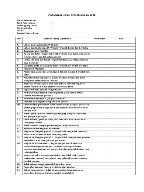 Formulir Ikl Tpm Irtp Pdf