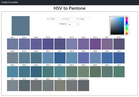 hsv to pantone color converter online codifyformatter