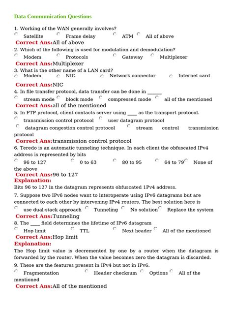Data Communication Questions 21022019 Pdf I Pv6 Internet Protocols