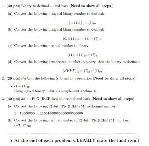 solved 40 ﻿pts ﻿binary to decimal ﻿and back need to