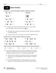 Algebra 1 Extra Practice: Equations and Absolute Values | Course Hero