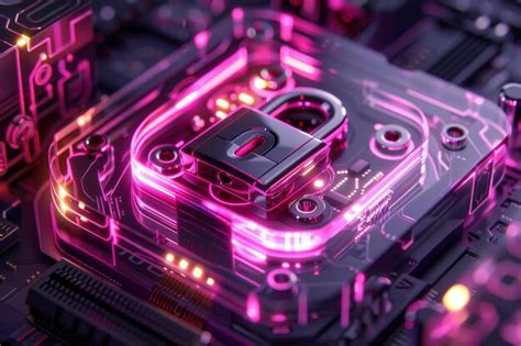Neon Pink Digital Lock On A Dark Tech Background Symbolizing