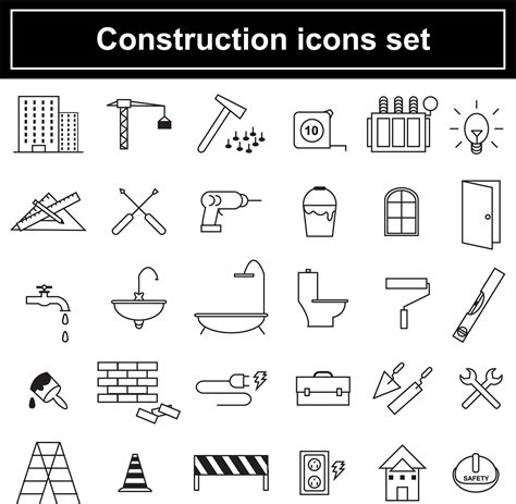 Construction Icons Set 687607 Vector Art At Vecteezy